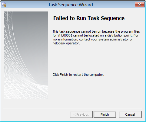 SCCM 2012–Failed to Run Task Sequence : Program files for 00001 cannot ...